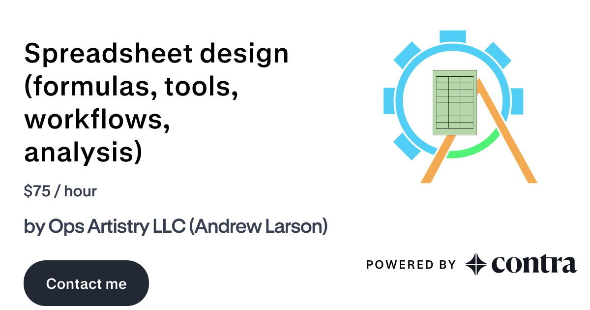 Spreadsheet design (formulas, tools, workflows, analysis) by Ops ...
