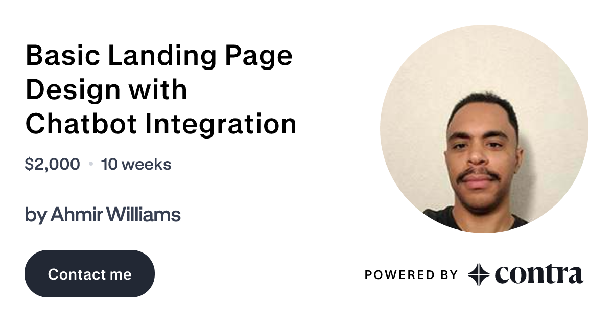 Basic Landing Page Design with Chatbot Integration by Ahmir Williams