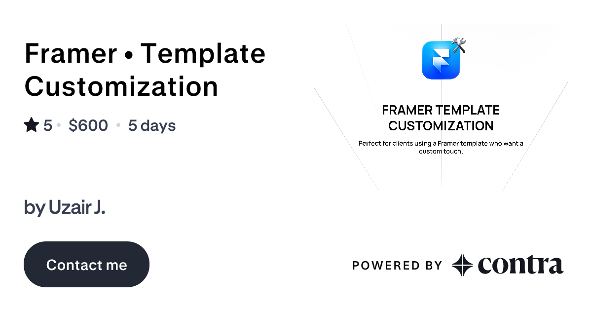 Framer • Template Customization by Uzair J.