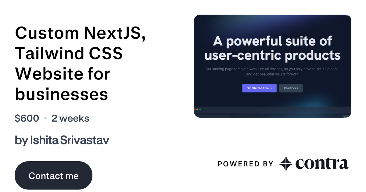 Custom NextJS, Tailwind CSS Website for businesses by Ishita Srivastav