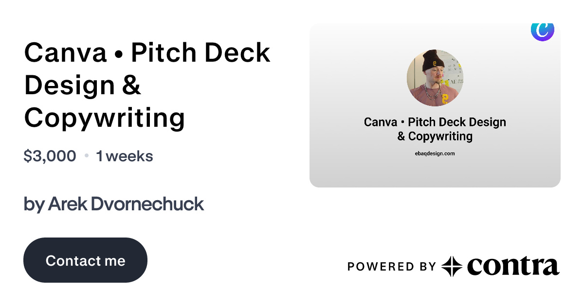 Canva • Pitch Deck Design & Copywriting by Arek Dvornechuck