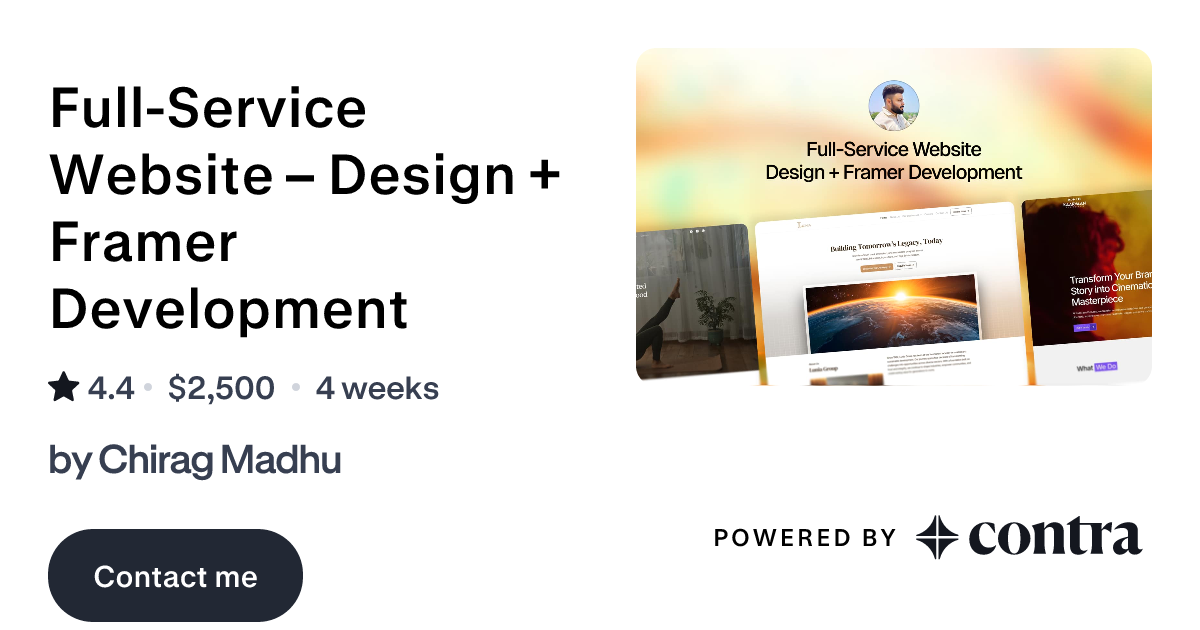 Custom Multipage Website (Design + Framer Development) by Chirag Madhu