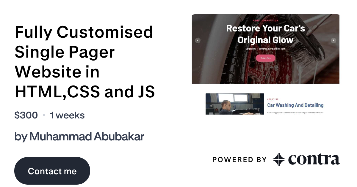 Fully Customised Single Pager Website in HTML,CSS and JS by Muhammad Abubakar