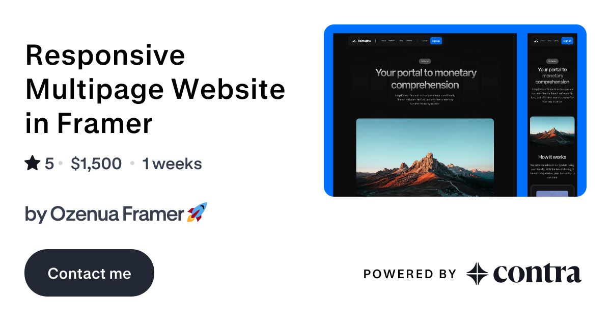 Responsive Multipage Website in Framer by Ozenua Oluwatobi John