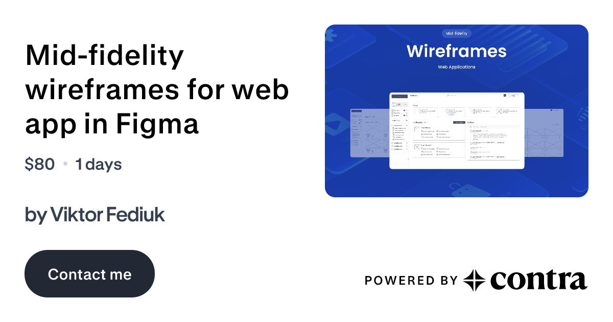 Mid-fidelity wireframes for web app in Figma by Viktor Fediuk