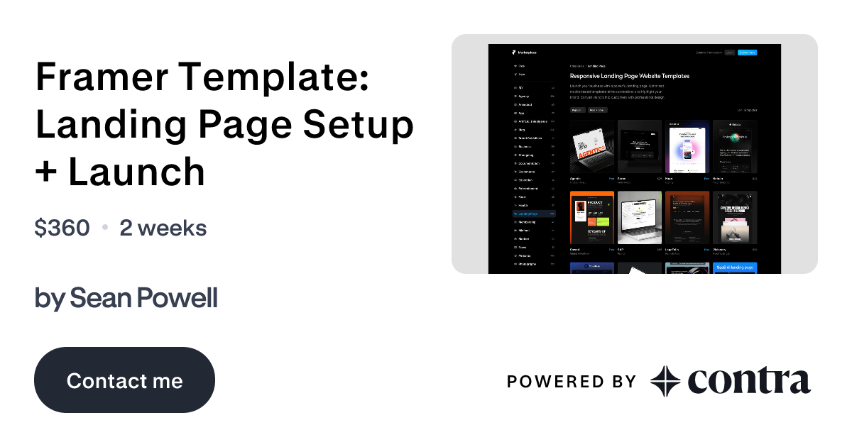 Landing Page Launch with Framer Template by Sean Powell