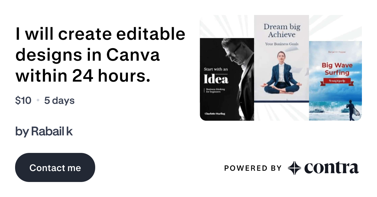 I will create editable designs in Canva within 24 hours. by Rabail k