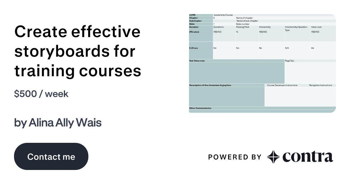 Create effective storyboards for training courses by Alina Ally Wais