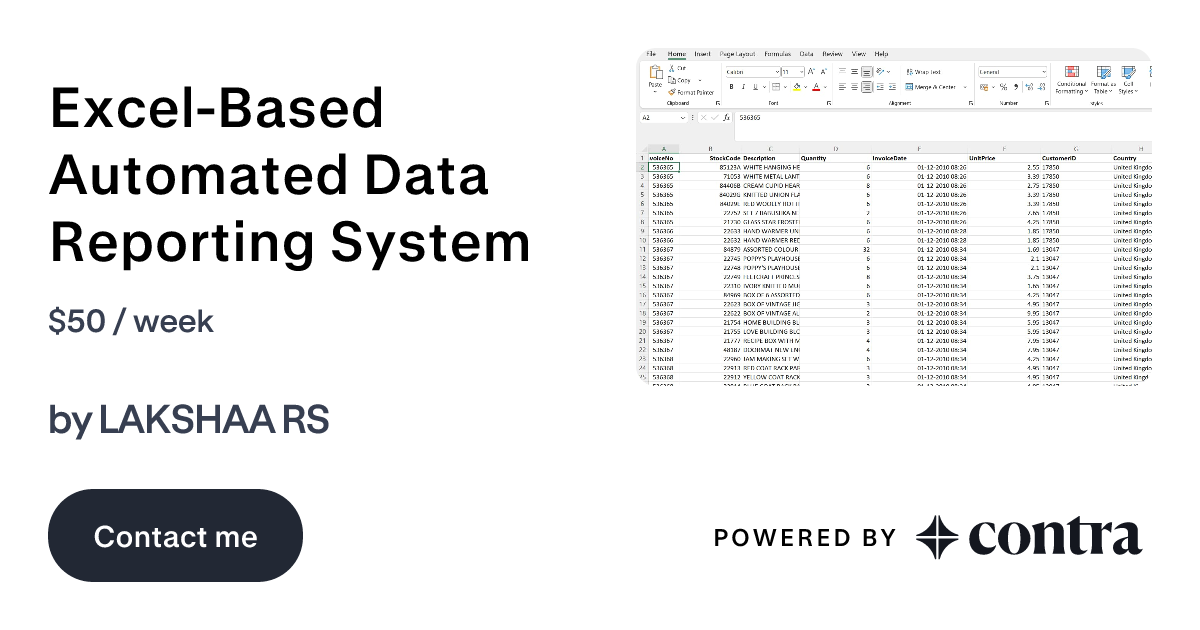 Excel-Based Automated Data Reporting System by LAKSHAA RS