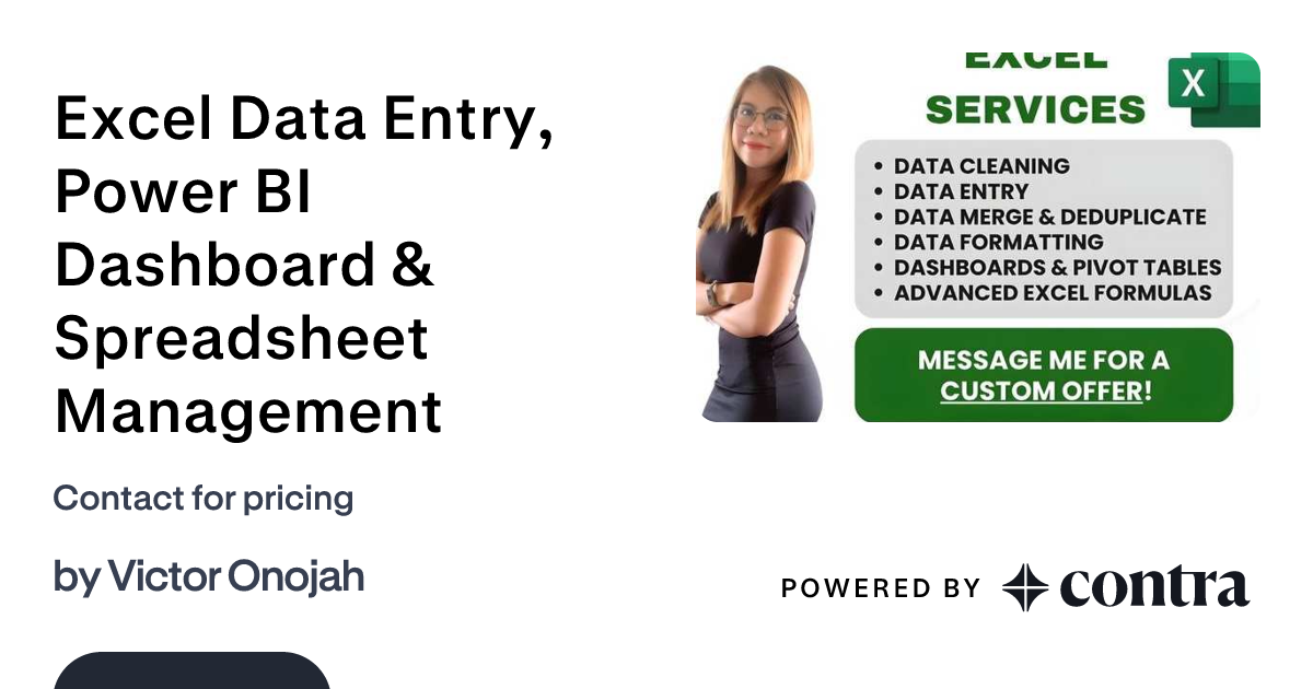 Excel Data Entry, Power BI Dashboard & Spreadsheet Management by Victor Onojah