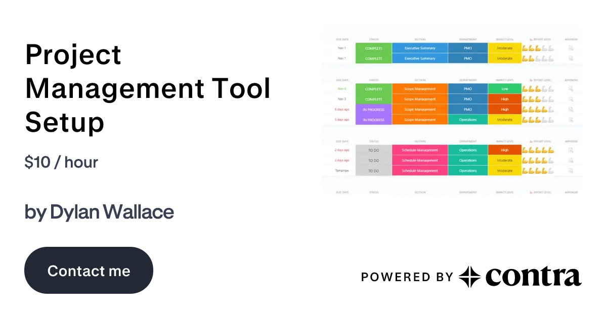 Project Management Tool Setup by Dylan Wallace