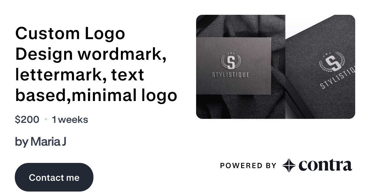 Custom Logo Design wordmark, lettermark, text based,minimal logo by Maria J