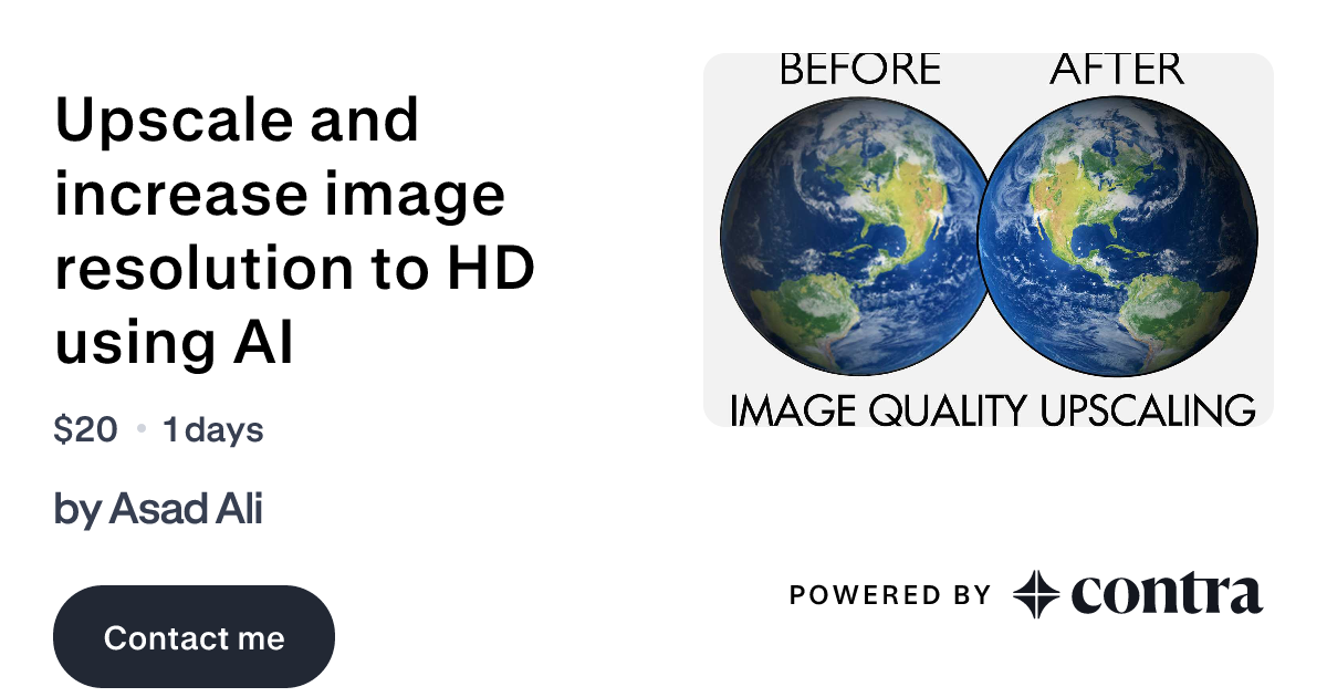 Upscale and increase image resolution to HD using AI by Asad Ali