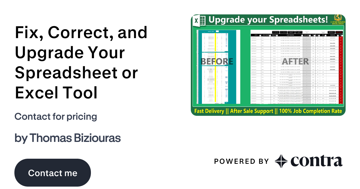 Fix, Correct, and Upgrade Your Spreadsheet or Excel Tool by Thomas Biziouras