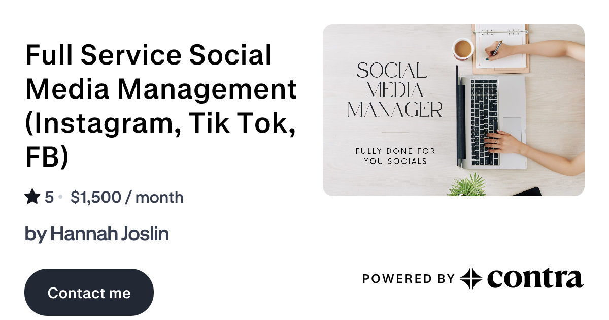 Full Service Social Media Management (Instagram, Tik Tok, FB) by Hannah ...