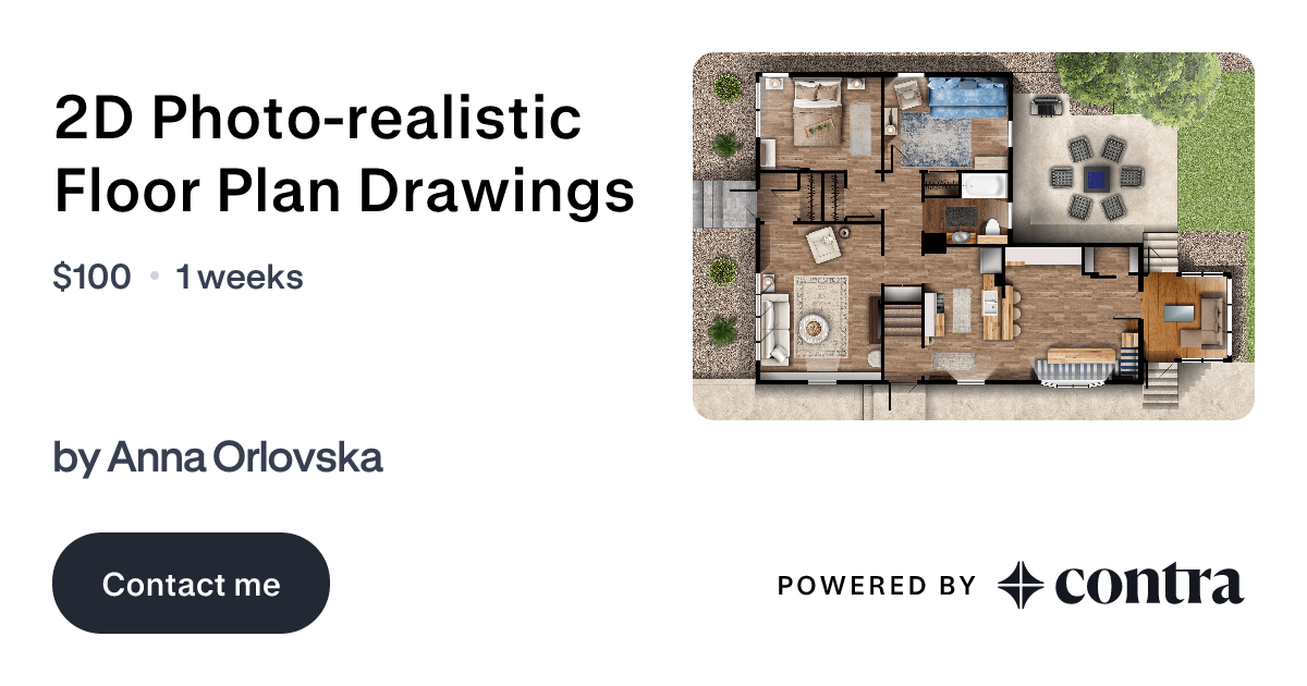 2D Photo-realistic Floor Plan Drawings by Anna Orlovska
