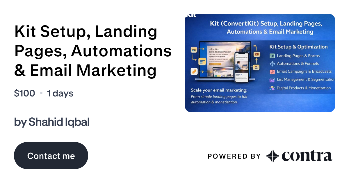 Kit Setup, Landing Pages, Automations & Email Marketing by Shahid Iqbal