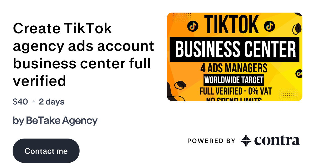 Create TikTok agency ads account business center full verified by ...