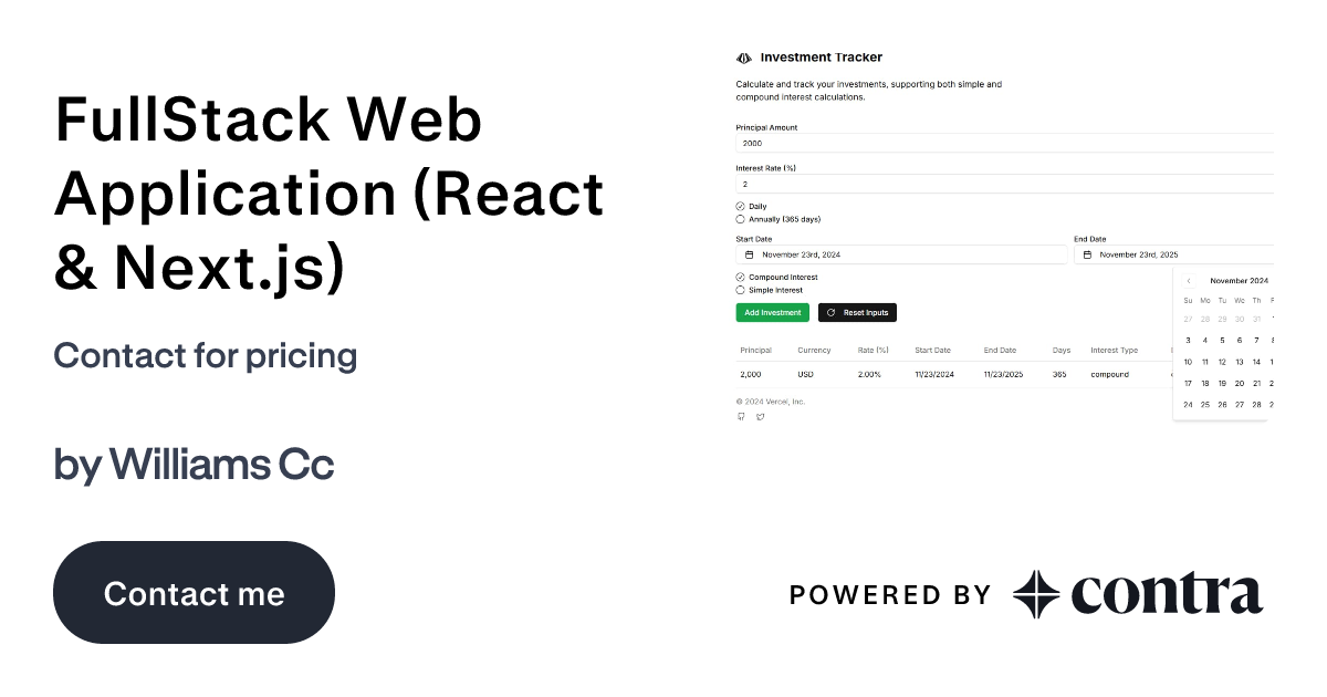 Fullstack Web Application React And Nextjs By Williams Chigbu