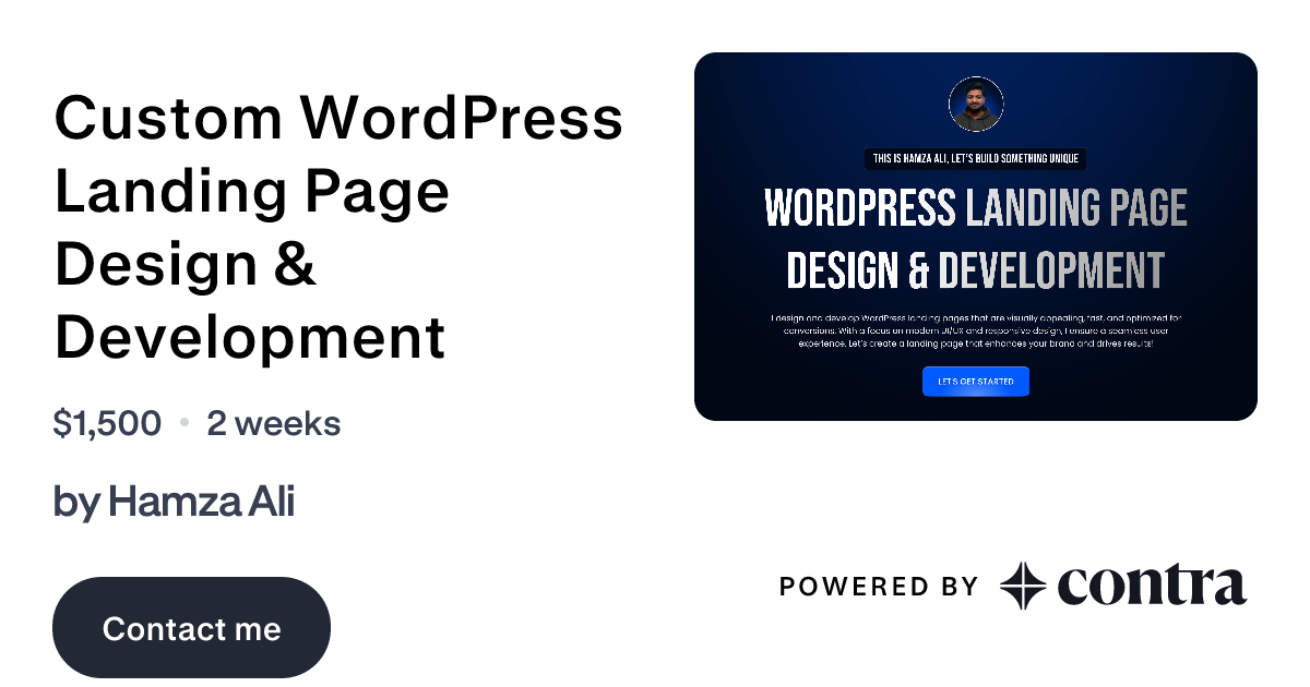 Custom WordPress Landing Page Design & Development by Hamza Ali