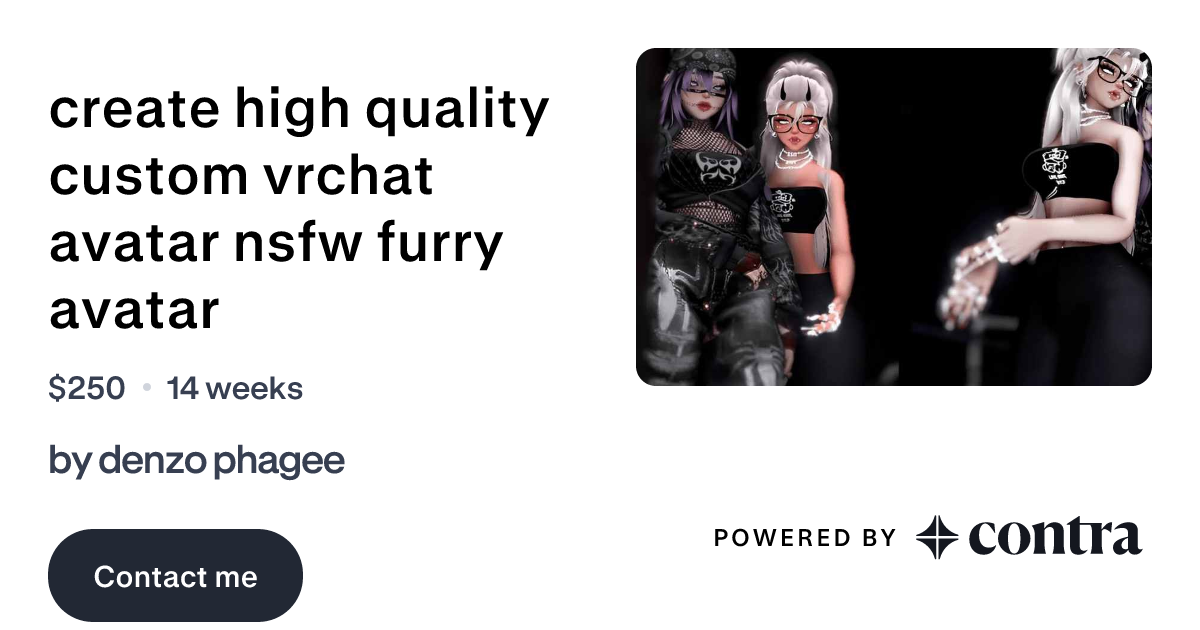 create high quality custom vrchat avatar nsfw furry avatar by denzo phagee