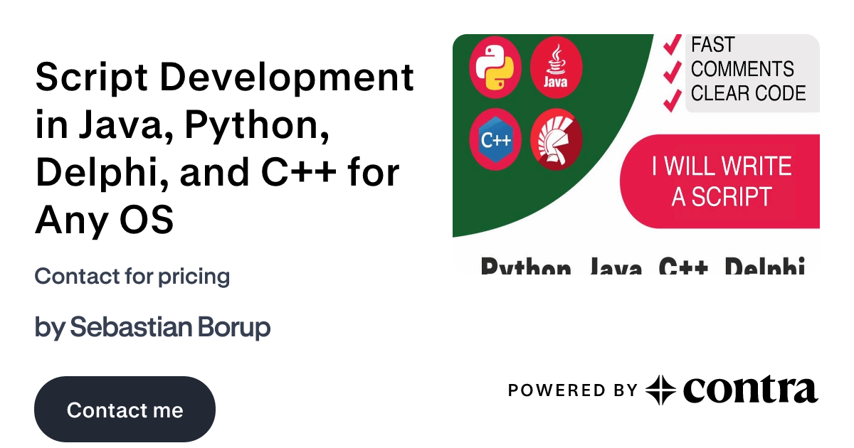 Script Development in Java, Python, Delphi, and C++ for Any OS by Sebastian Borup