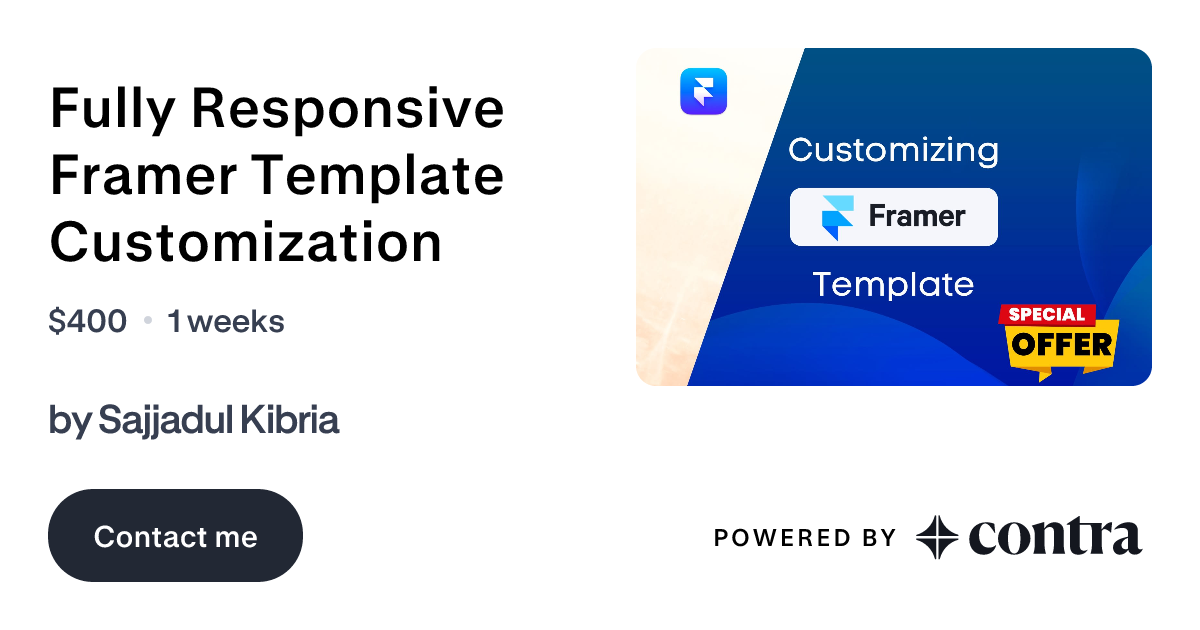 Fully Responsive Framer Template Customization by Sajjadul Kibria