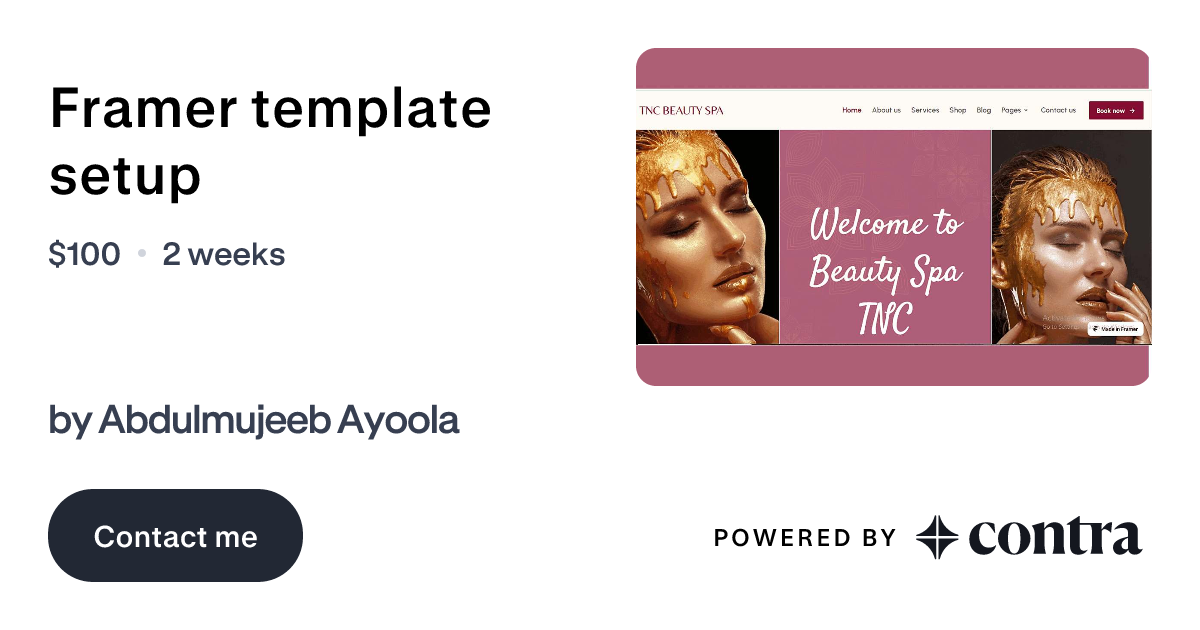 Framer template setup by Abdulmujeeb Ayoola