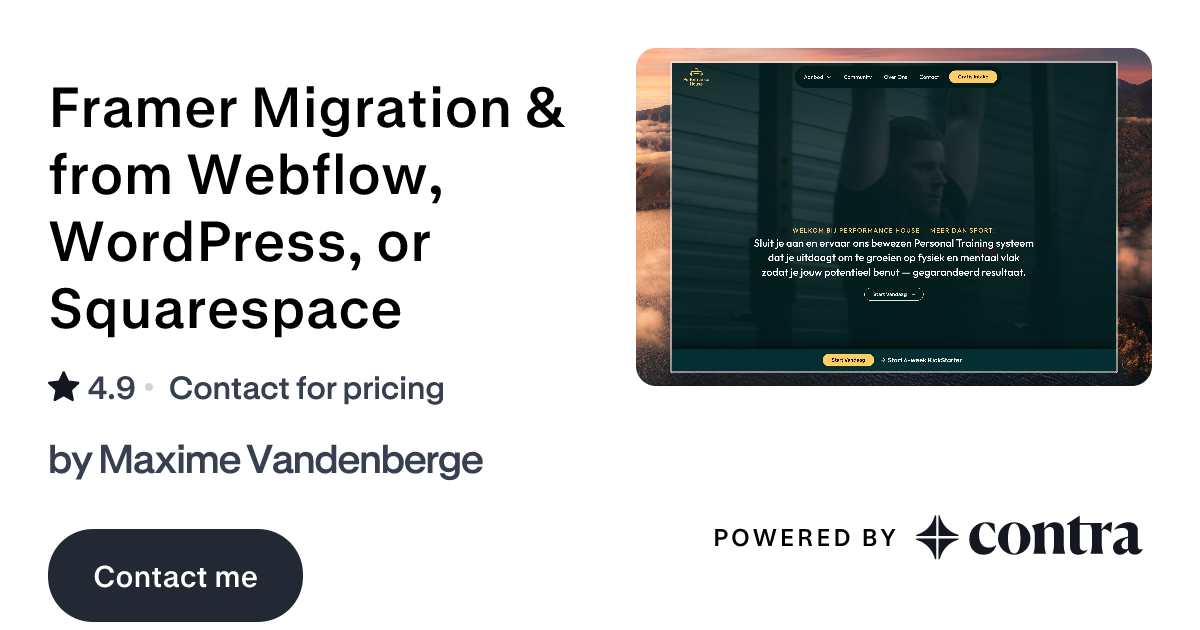 Framer Migration & from Webflow, WordPress, or Squarespace by Maxime Vandenberge