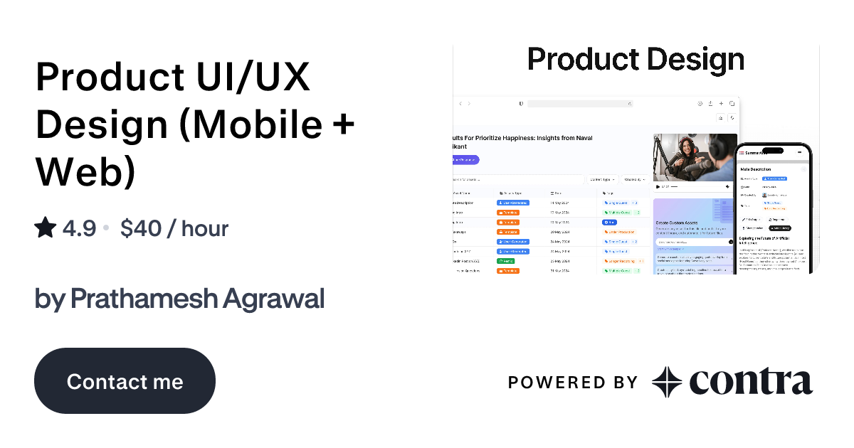 Product UI/UX Design (Mobile + Web) by Prathamesh Agrawal
