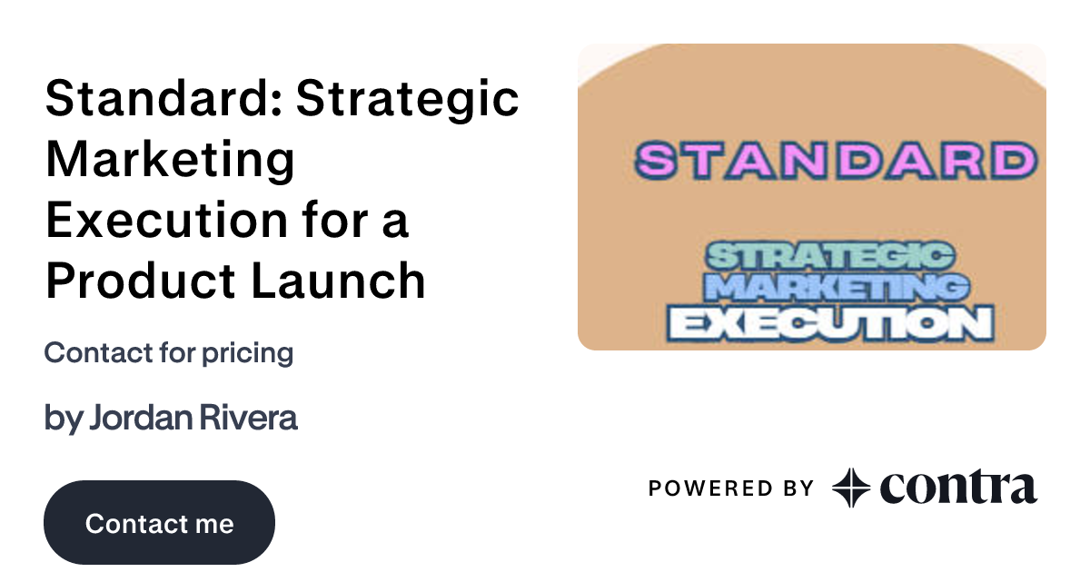 Standard: Strategic Marketing Execution for a Product Launch by Jordan ...