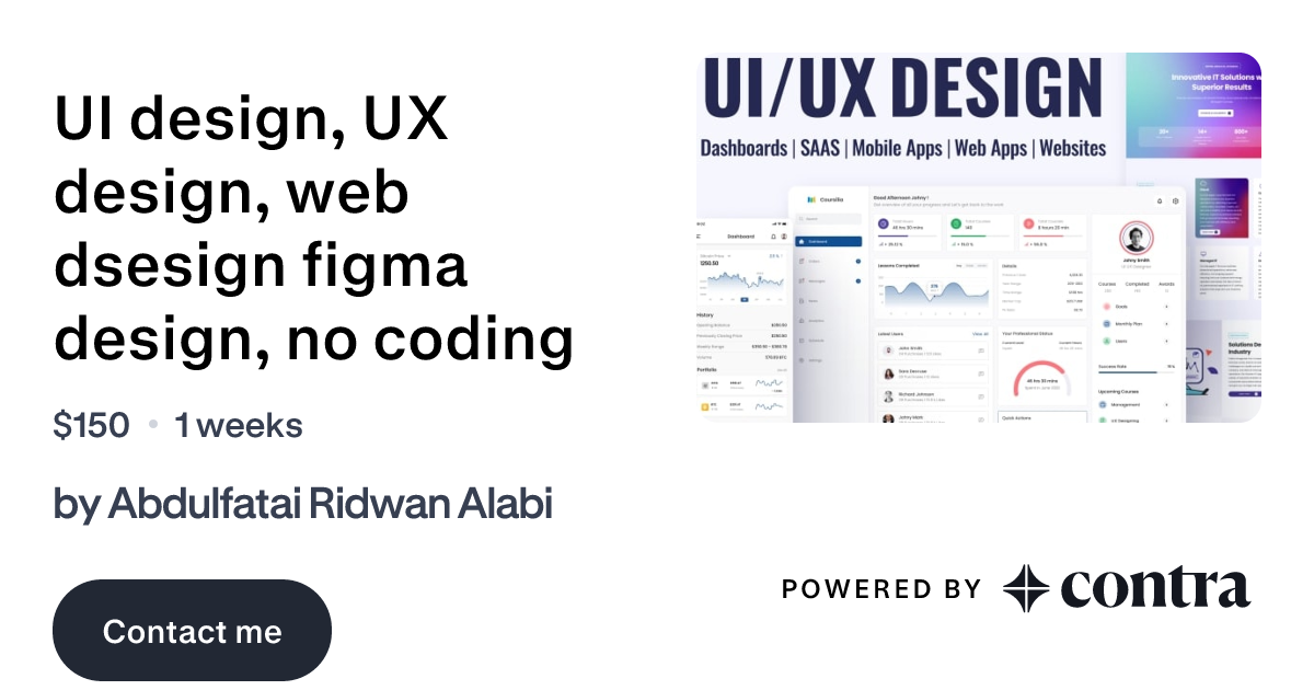 UI design, UX design, web dsesign figma design, no coding by Abdulfatai Ridwan Alabi