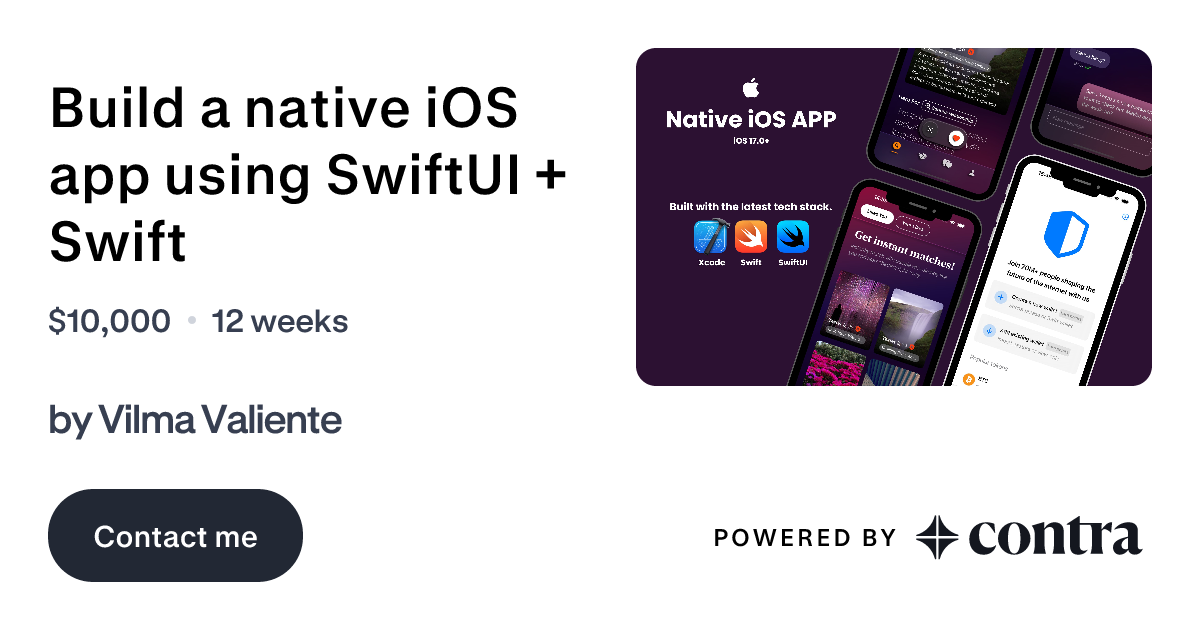 Build a native iOS app using SwiftUI + Swift by Vilma Valiente