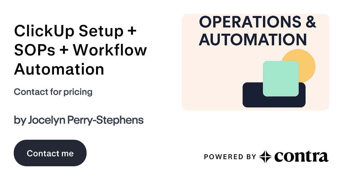 ClickUp Setup + SOPs + Workflow Automation by Jocelyn Perry-Stephens