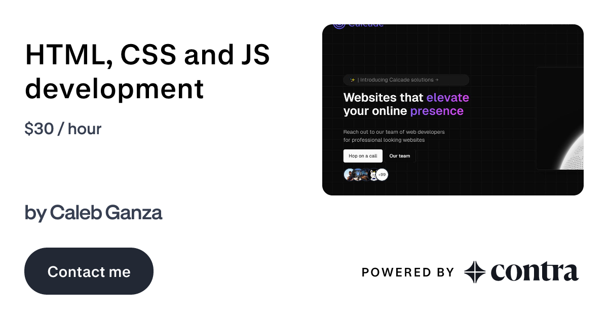 HTML, CSS and JS development by Caleb Ganza