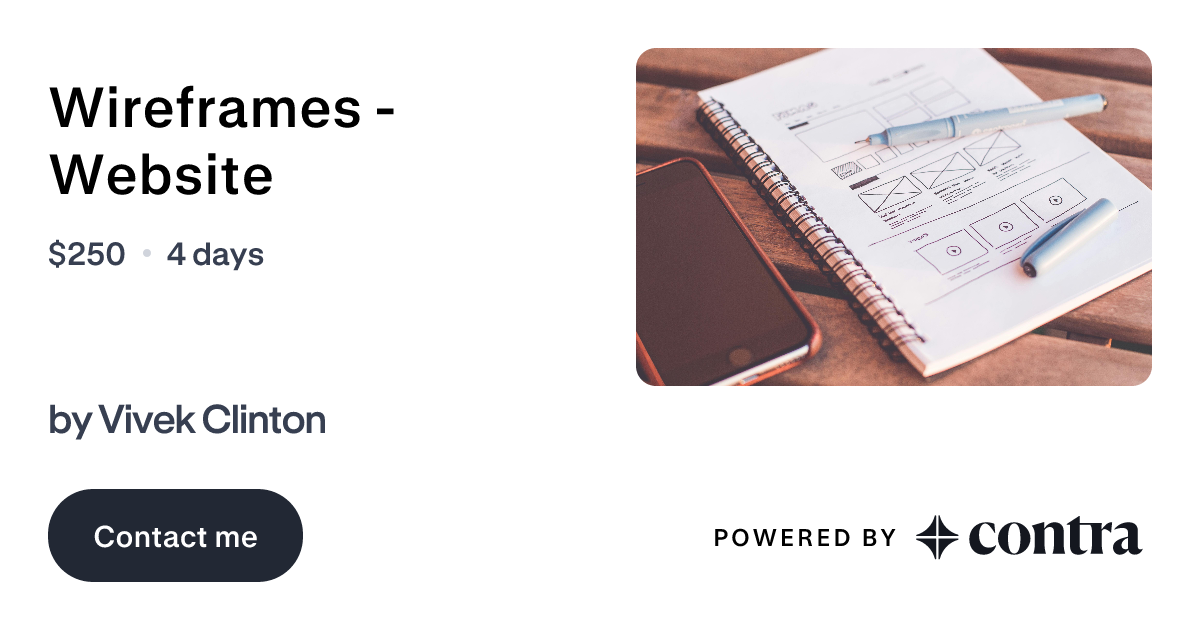 Wireframes - Website by Vivek Clinton