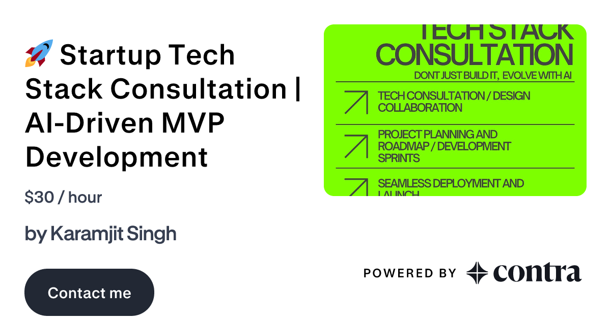Startup Tech Stack Consultation | AI-Driven MVP Development by Karamjit ...
