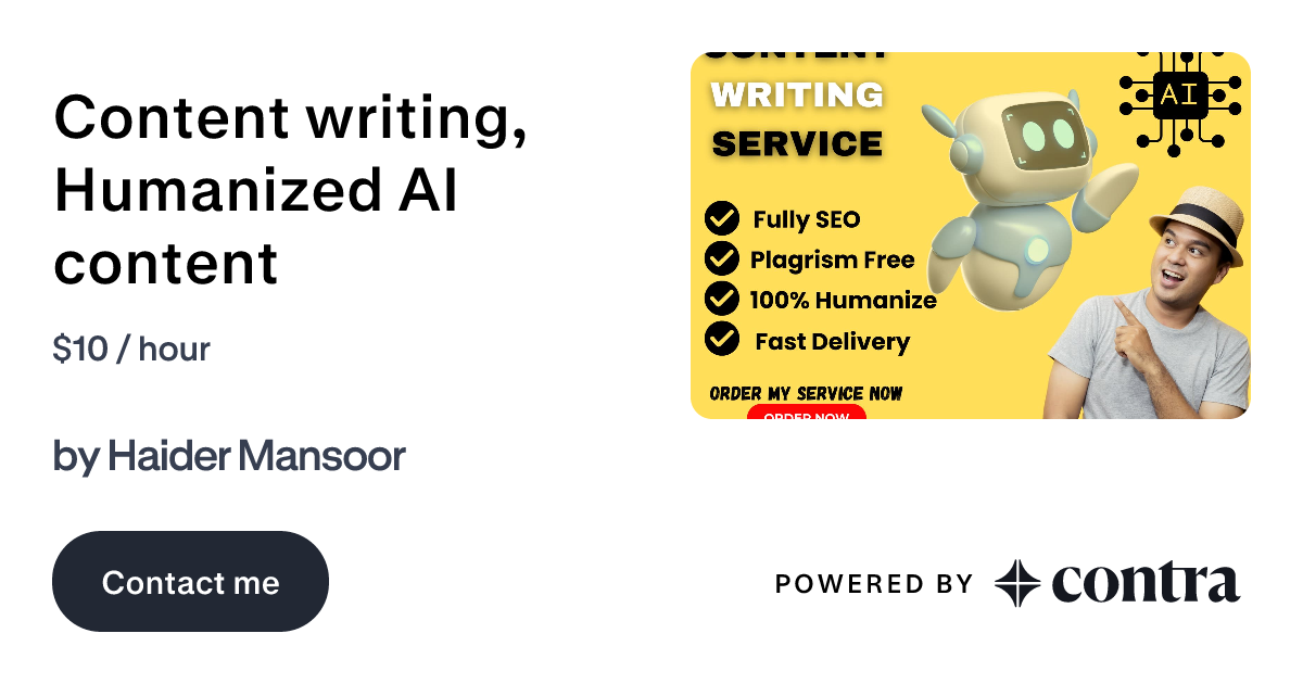 Content writing, Humanized AI content by Haider Mansoor