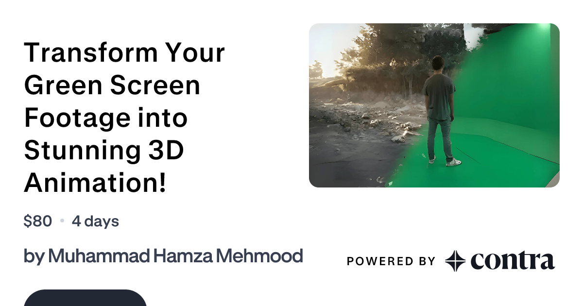 Transform Your Green Screen Footage into Stunning 3D Animation! by Muhammad Hamza Mehmood