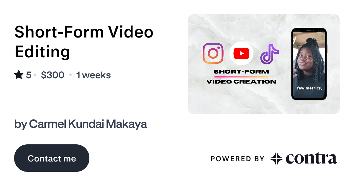 Short-Form Video Editing by Carmel Kundai Makaya