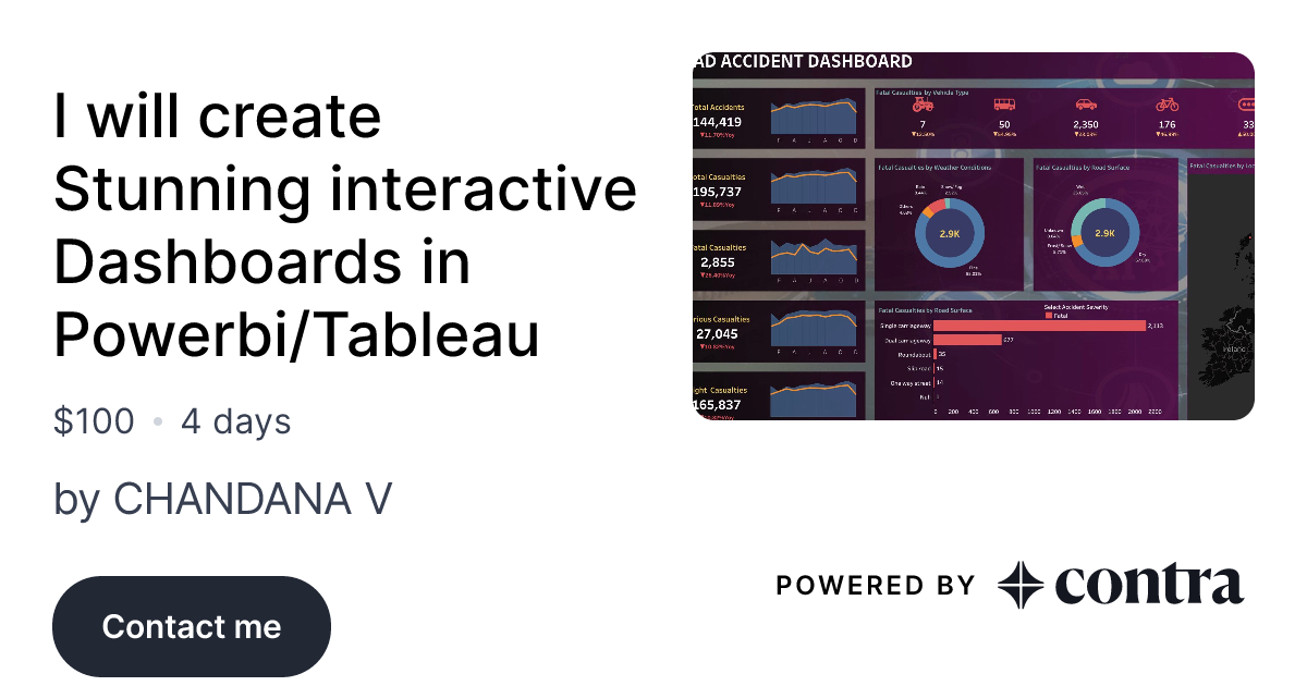 I will create Stunning interactive Dashboards in Powerbi/Tableau by ... I will create Stunning interactive Dashboards in Powerbi/Tableau by ...