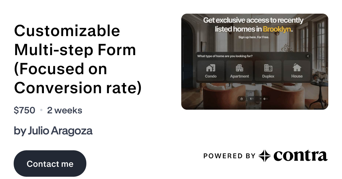 Customizable Multi-step Form (Focused on Conversion rate) by Julio Aragoza