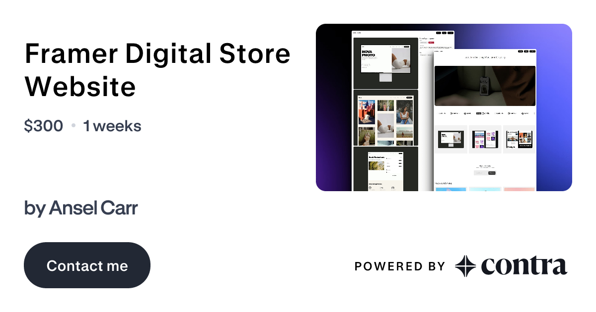 Framer Digital Store Website by Ansel Carr