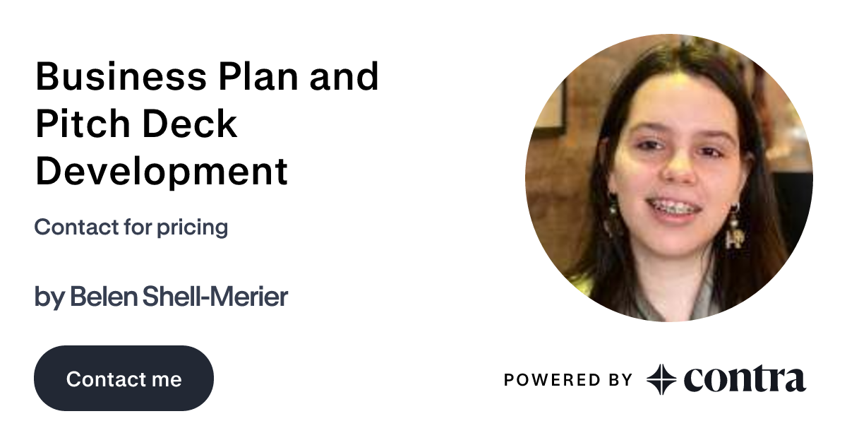 Business Plan and Pitch Deck Development by Belen Shell-Merier