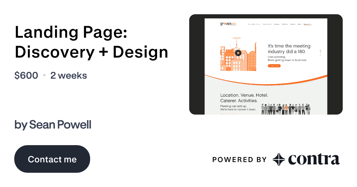 Landing Page: Discovery + Design by Sean Powell