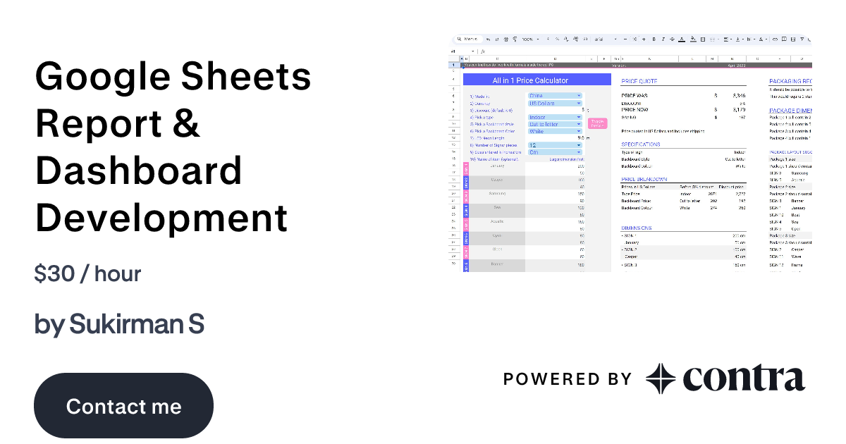Google Sheets Report & Dashboard Development by Sukirman S