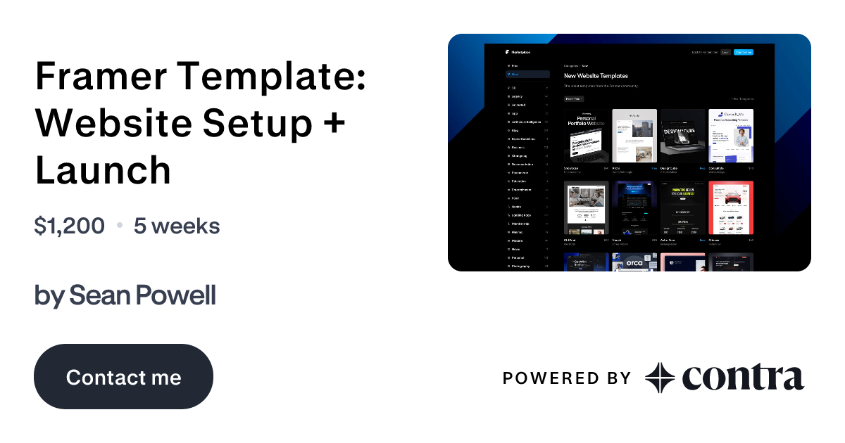 Framer Template: Website Setup + Launch by Sean Powell