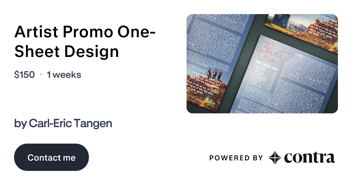 Artist Promo One-Sheet Design by Carl-Eric Tangen