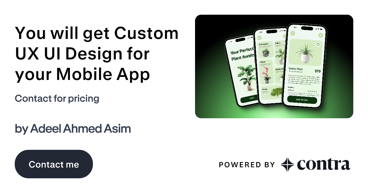 You will get Custom UX UI Design for your Mobile App by Adeel Ahmed Asim