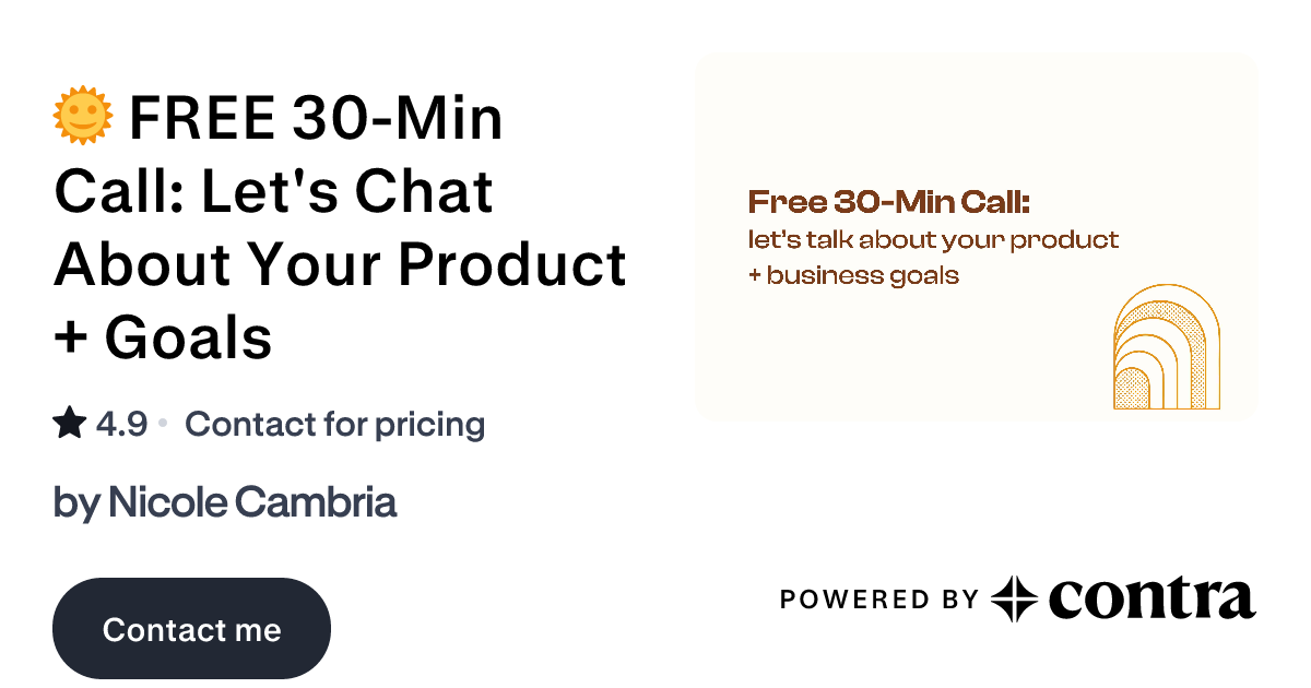 🌞 FREE 30-Min Call: Let's Chat About Your Product + Goals by Nicole Cambria